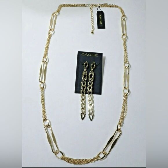 Cache | Jewelry | Nwt Cachegold Double Chain Link Layering Necklace ...